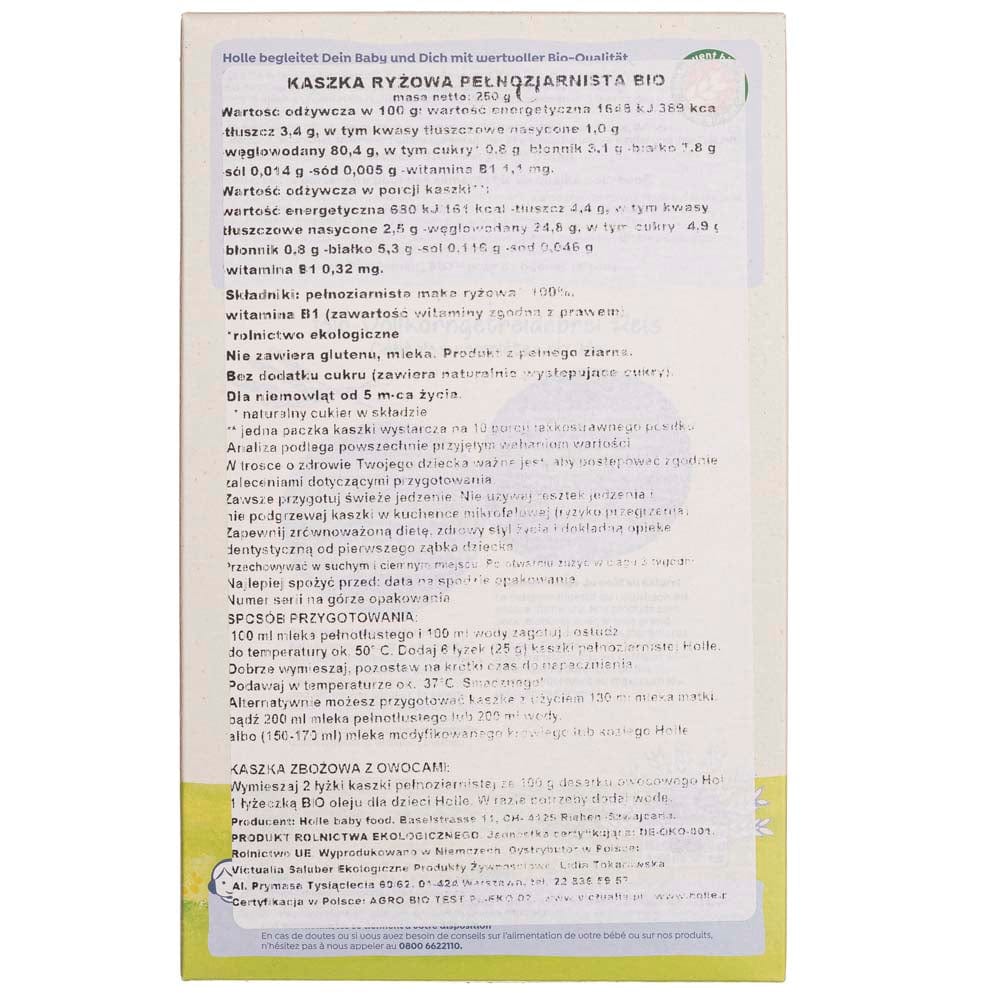 Holle Pilngraudu rīsu biezputra BIO pēc 5 mēnešiem - 250 g – Medpak